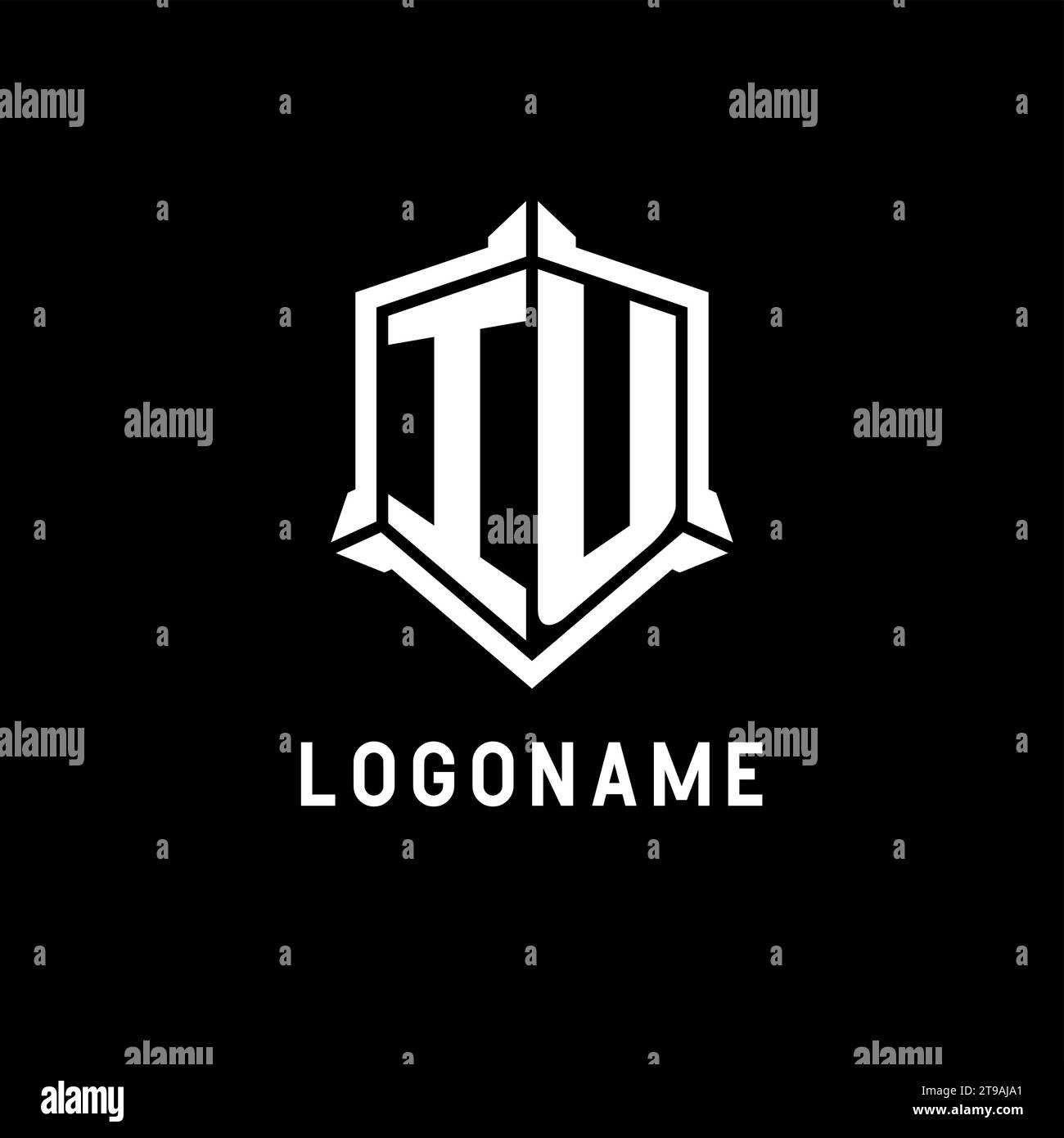 IU logo initial with shield shape design style vector graphic Stock ...