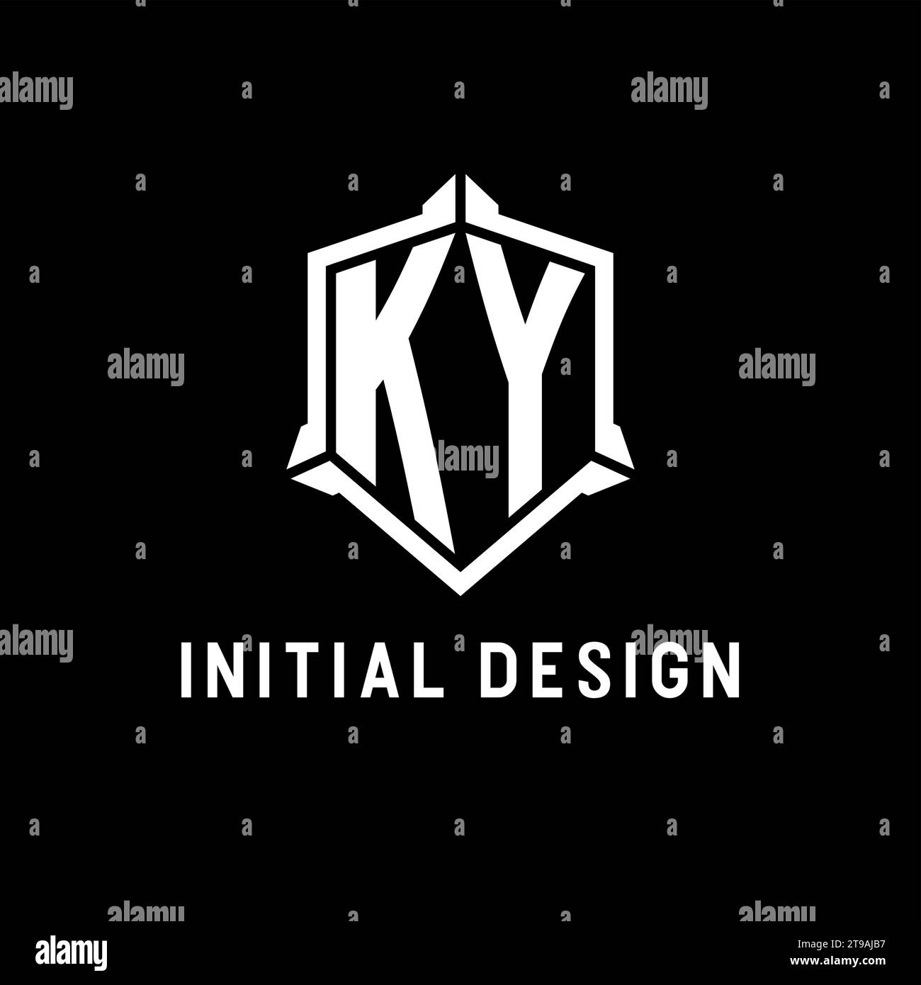 KY logo initial with shield shape design style vector graphic Stock ...
