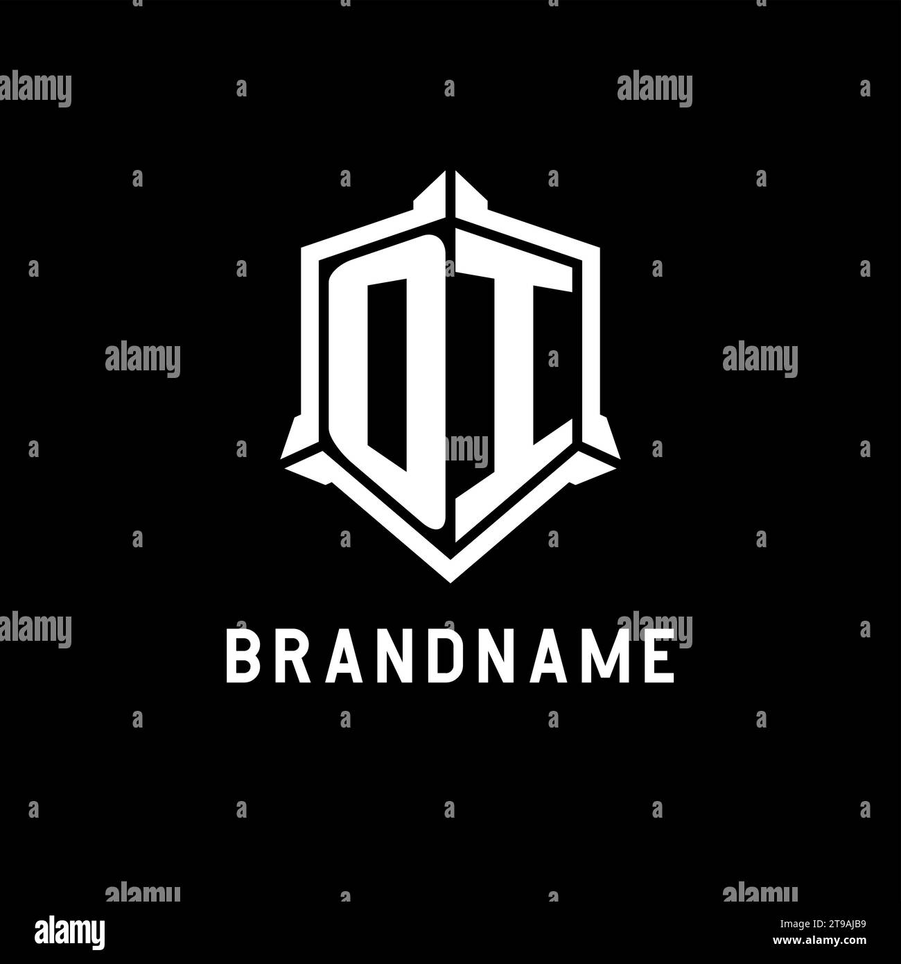 OI logo initial with shield shape design style vector graphic Stock ...