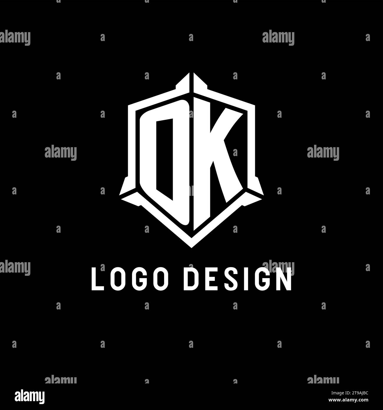 OK logo initial with shield shape design style vector graphic Stock ...