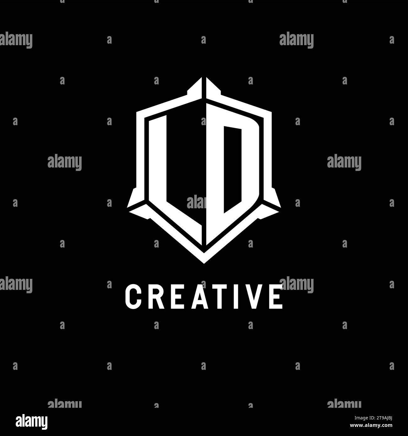 LD logo initial with shield shape design style vector graphic Stock ...