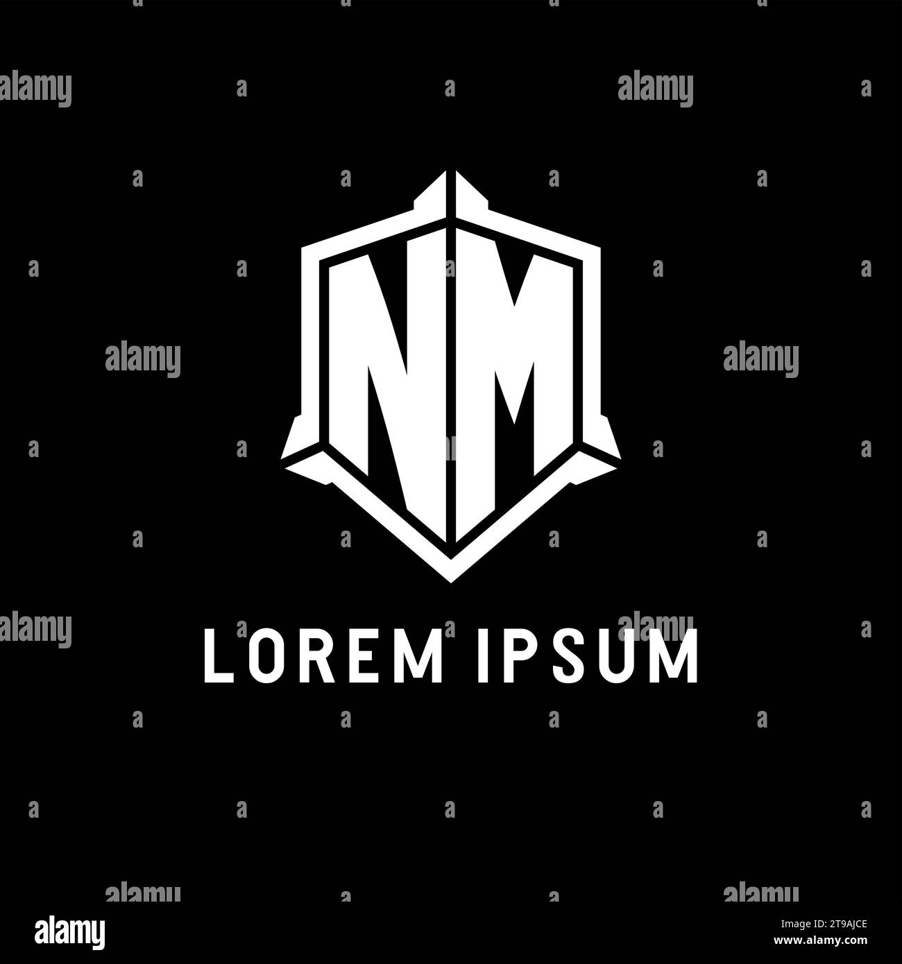 NM logo initial with shield shape design style vector graphic Stock ...