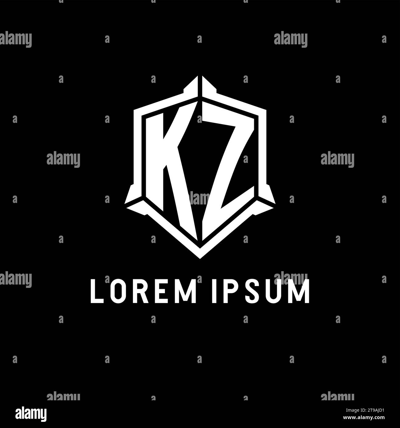 KZ logo initial with shield shape design style vector graphic Stock ...
