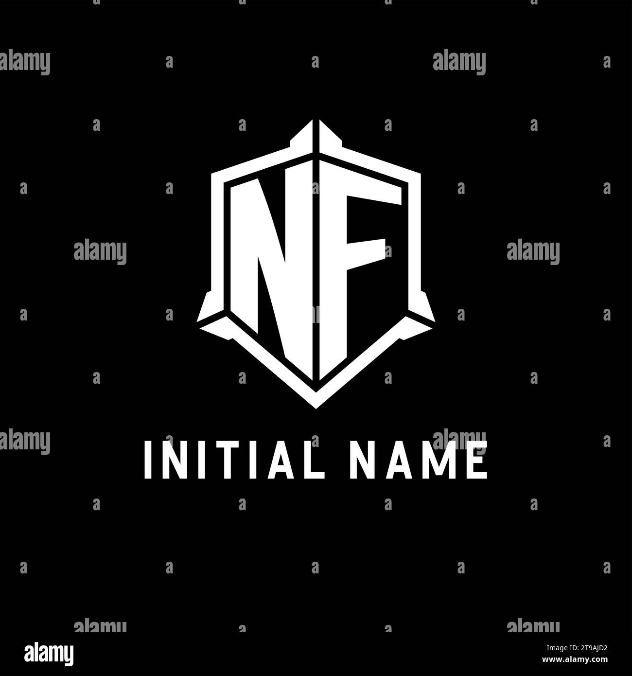 NF logo initial with shield shape design style vector graphic Stock ...
