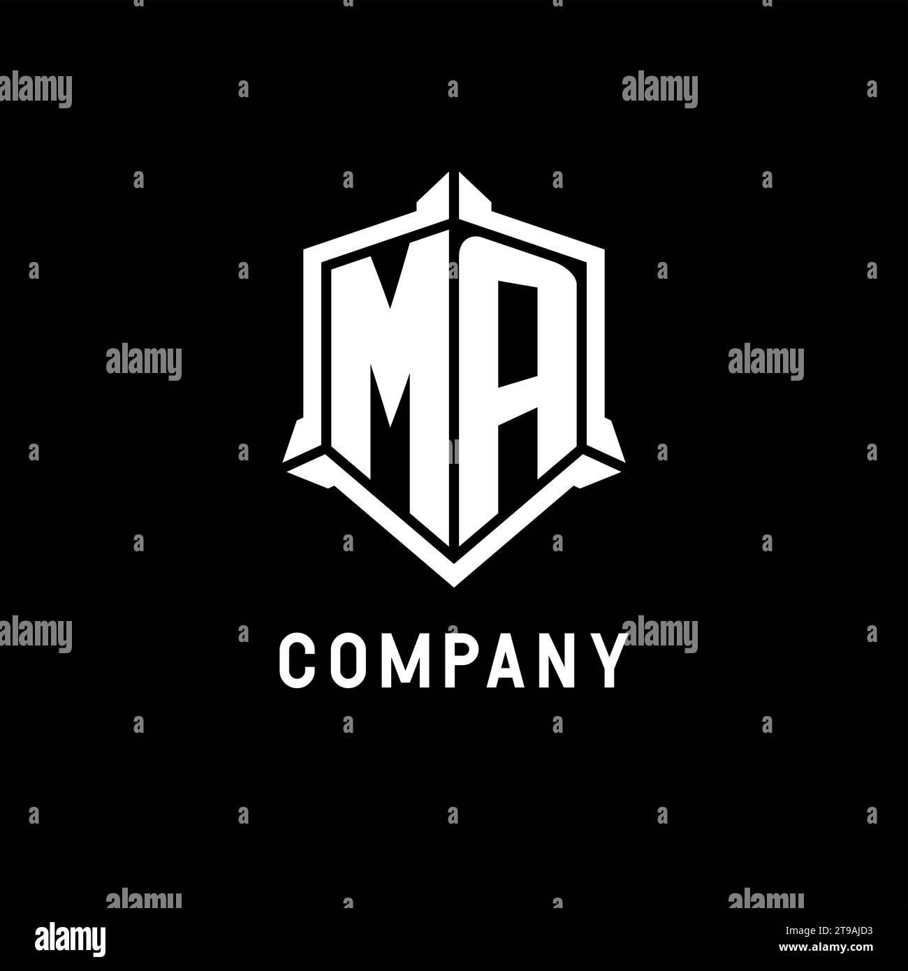 MA logo initial with shield shape design style vector graphic Stock ...
