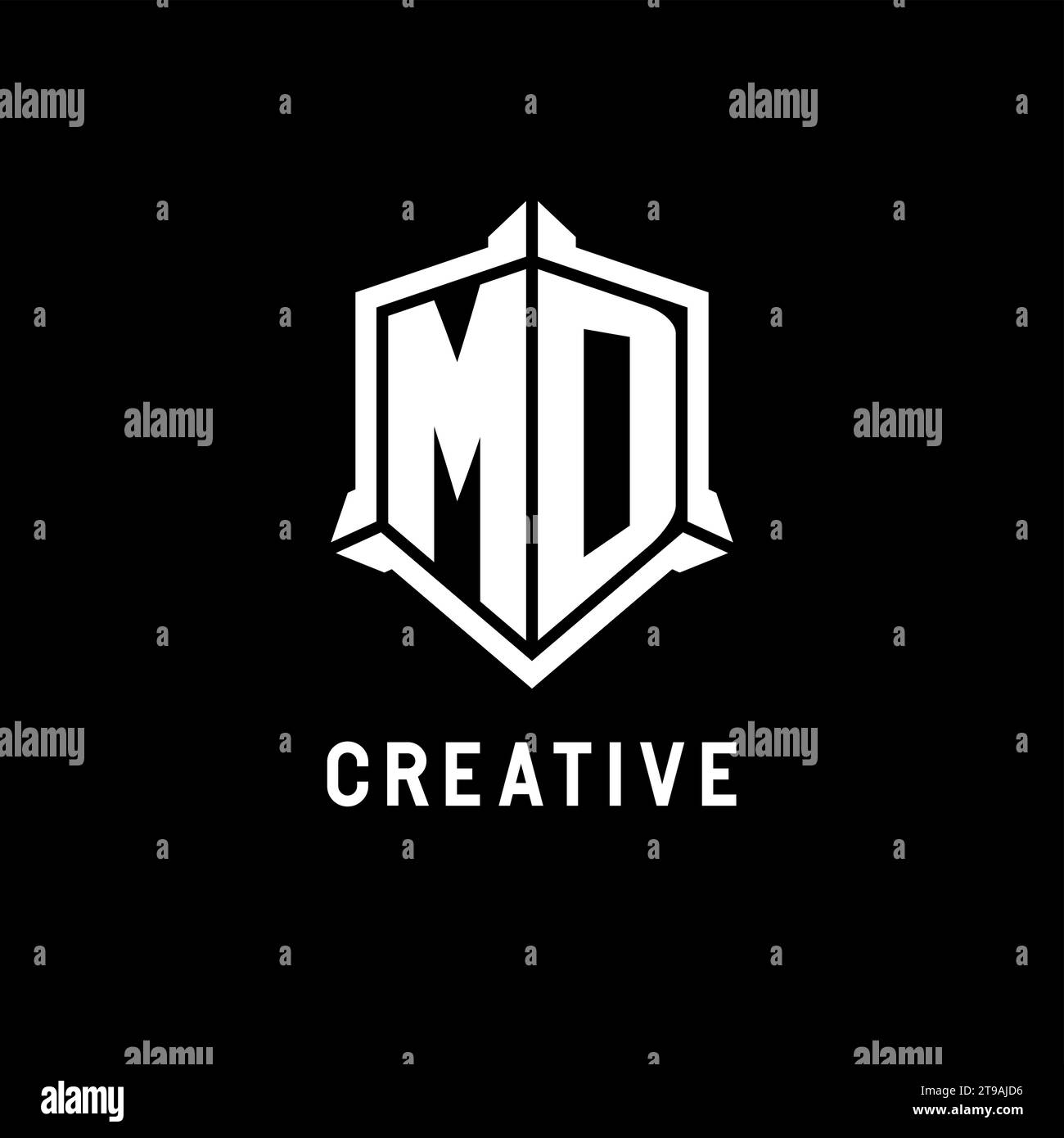 MD logo initial with shield shape design style vector graphic Stock ...