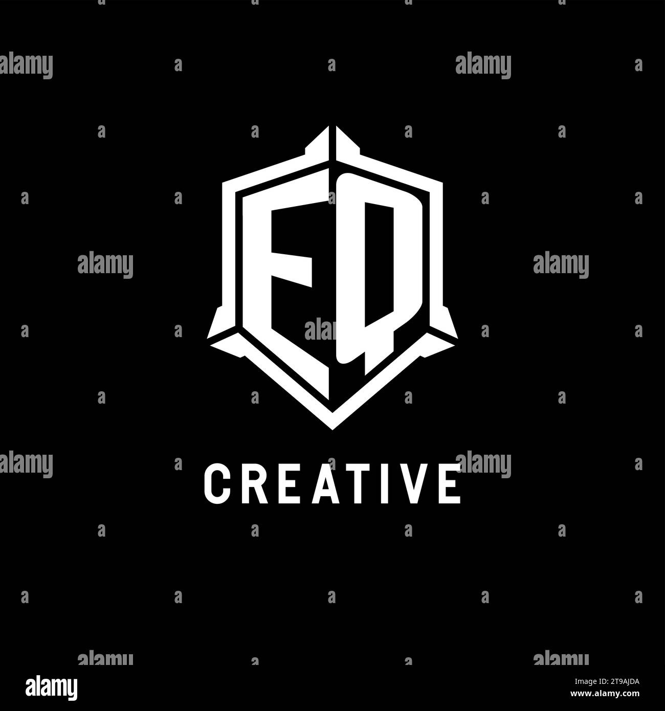 EQ logo initial with shield shape design style vector graphic Stock ...