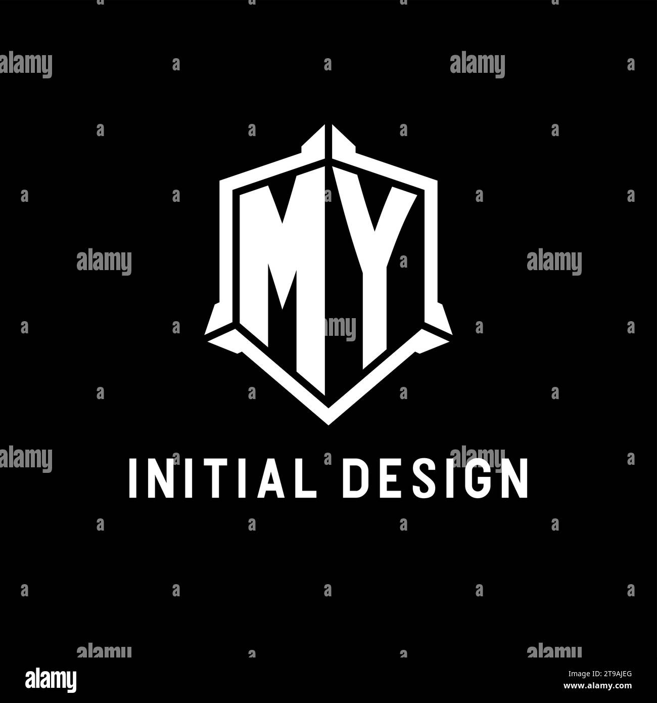 MY logo initial with shield shape design style vector graphic Stock ...