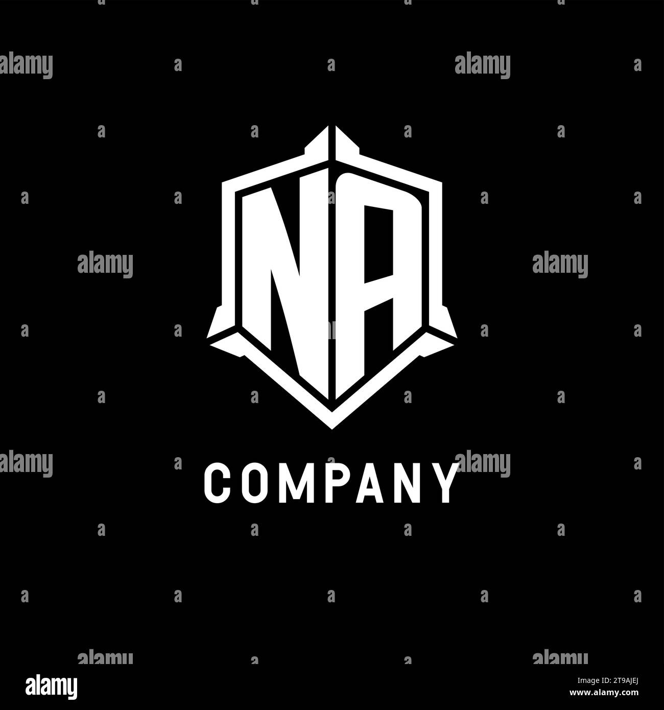 NA logo initial with shield shape design style vector graphic Stock ...