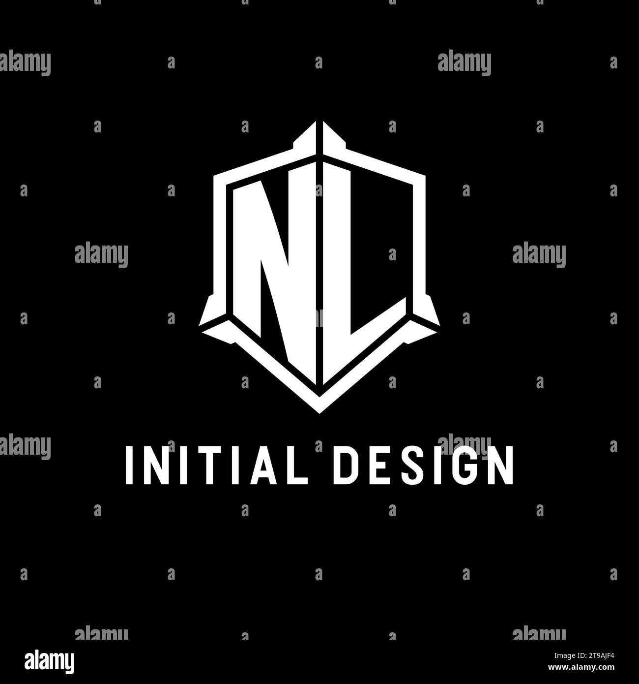 NL logo initial with shield shape design style vector graphic Stock ...