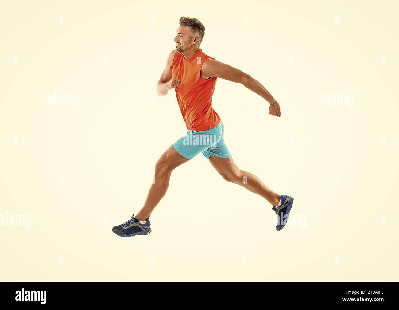 sport runner crossed the finish line after completing a marathon ...