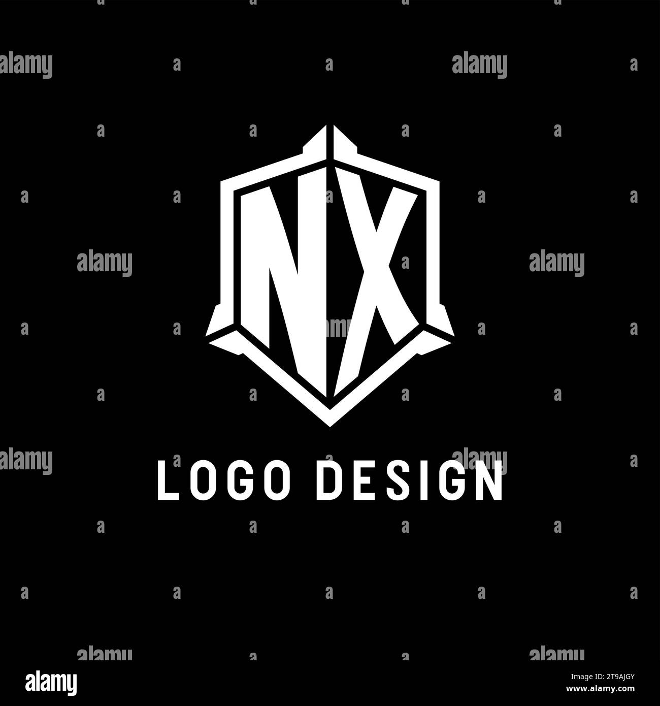 NX logo initial with shield shape design style vector graphic Stock ...