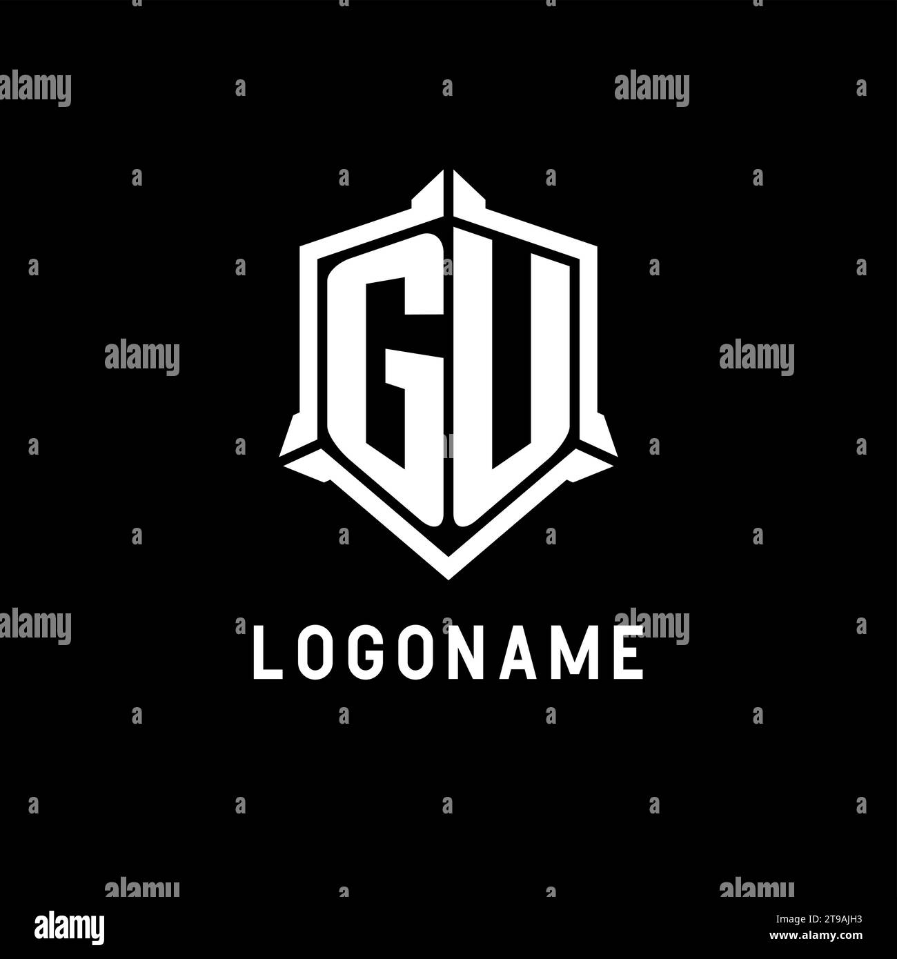 GU logo initial with shield shape design style vector graphic Stock ...