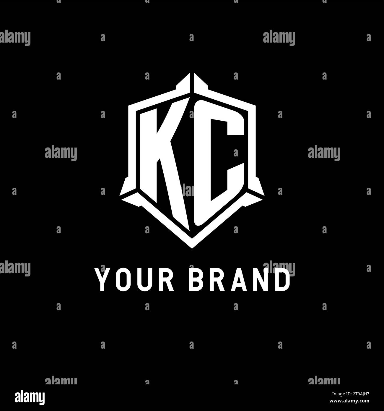 KC logo initial with shield shape design style vector graphic Stock ...