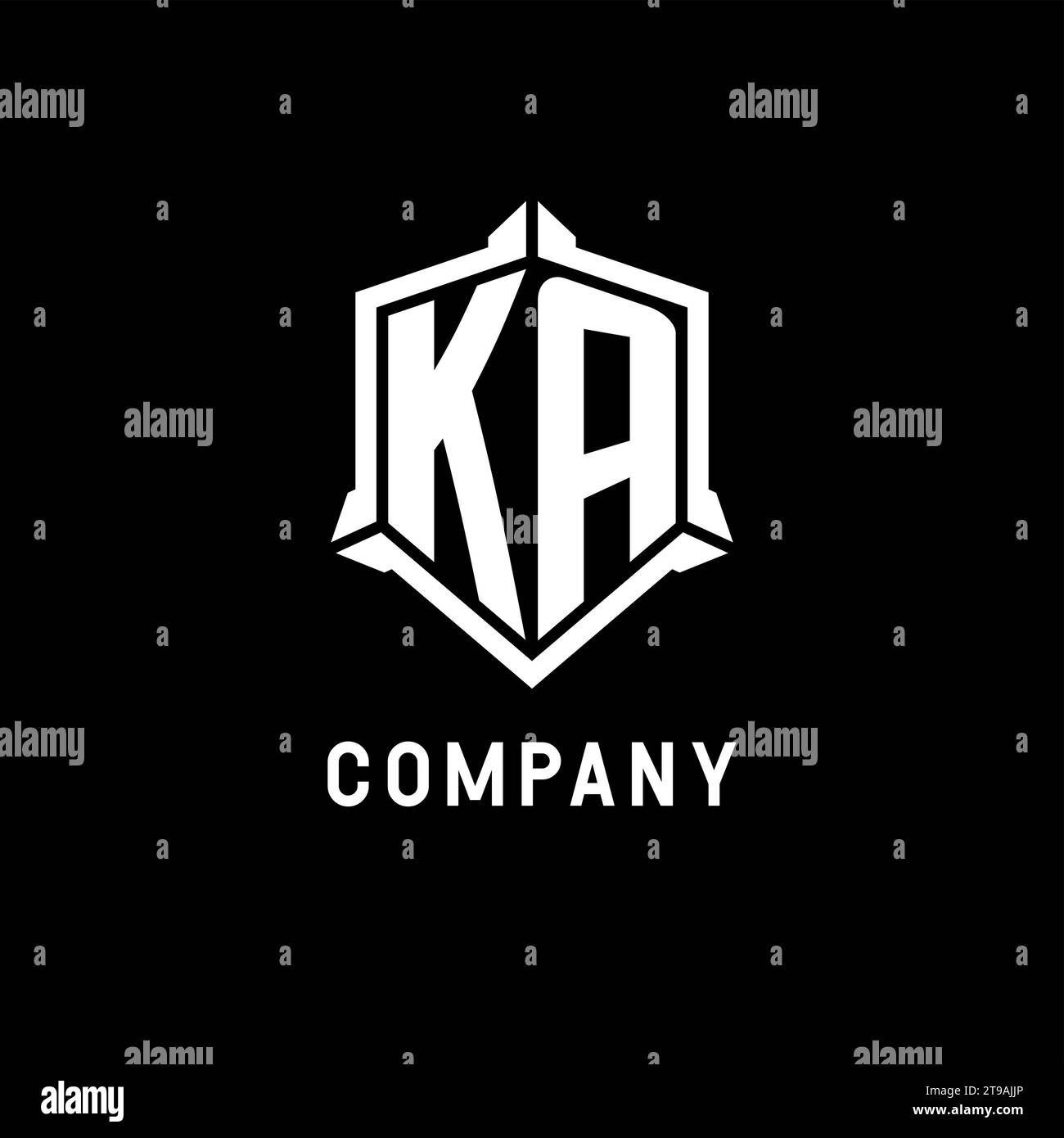 KA logo initial with shield shape design style vector graphic Stock ...