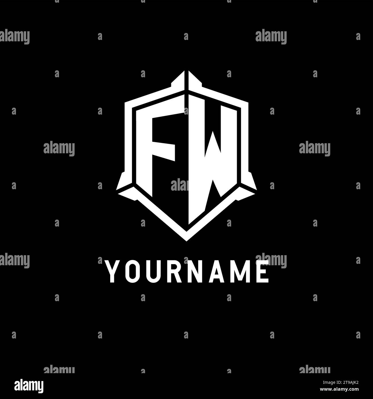 FW logo initial with shield shape design style vector graphic Stock ...