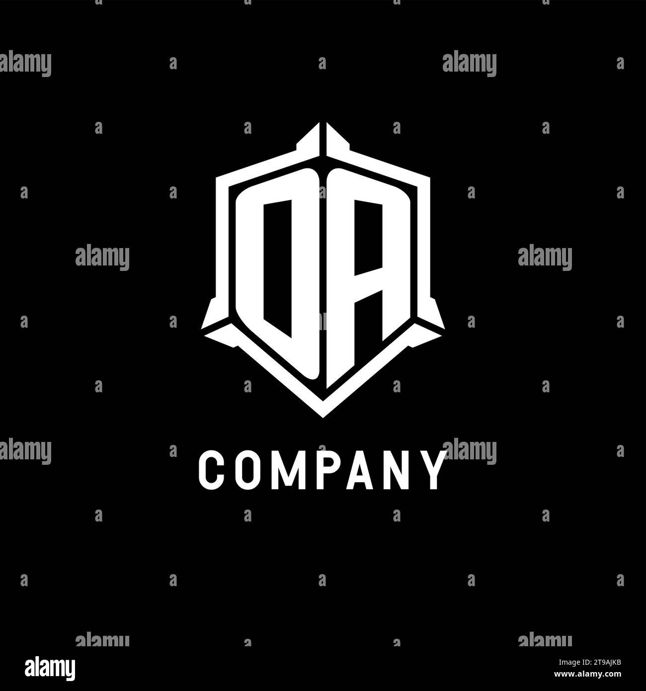 OA logo initial with shield shape design style vector graphic Stock ...