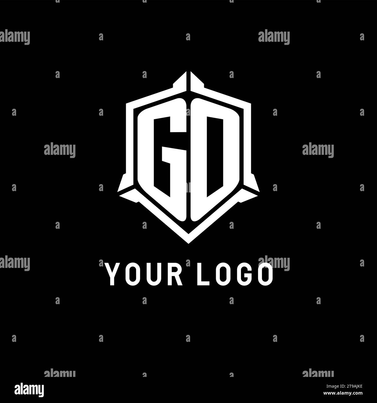 GO logo initial with shield shape design style vector graphic Stock ...