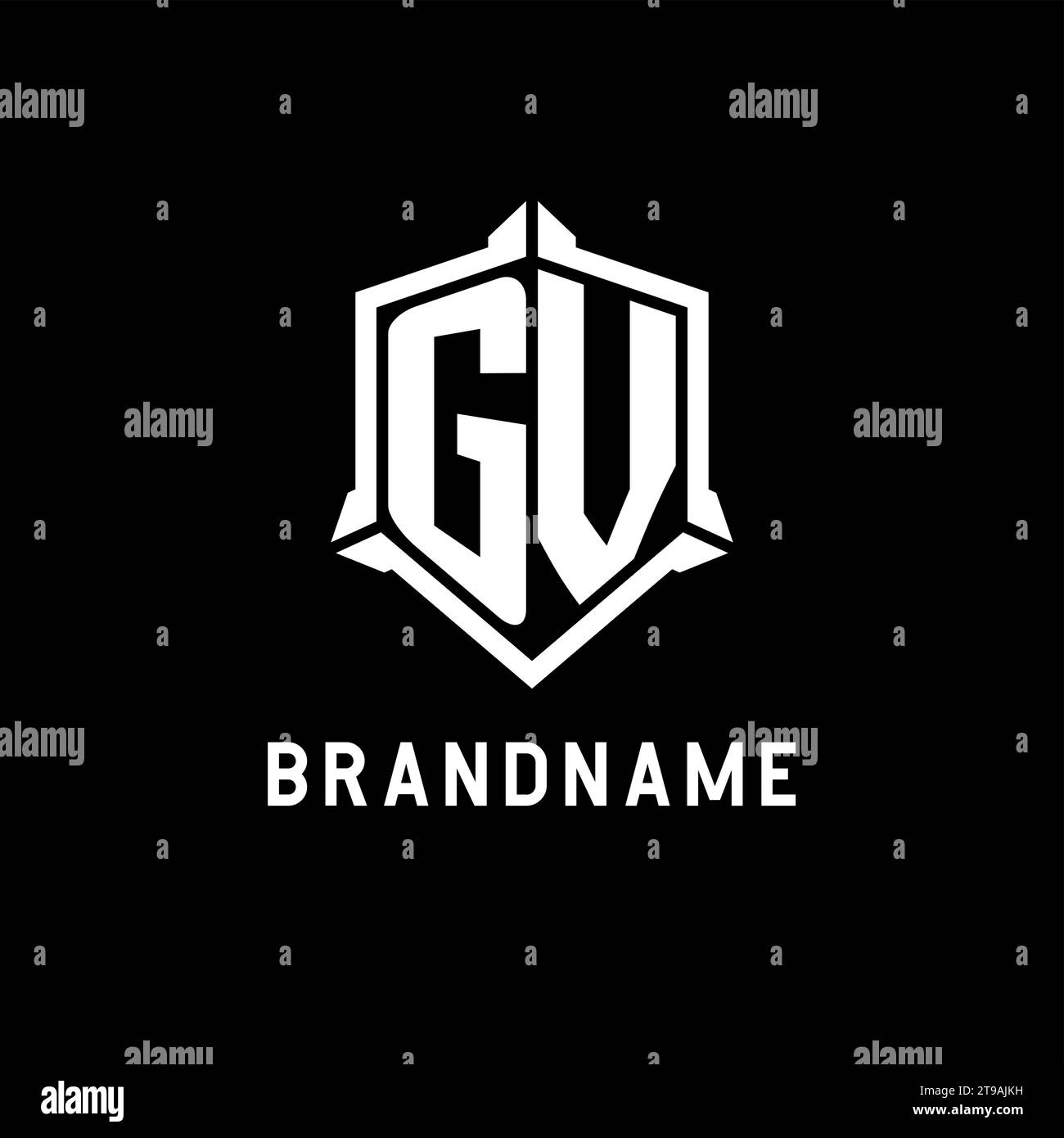 GV logo initial with shield shape design style vector graphic Stock ...