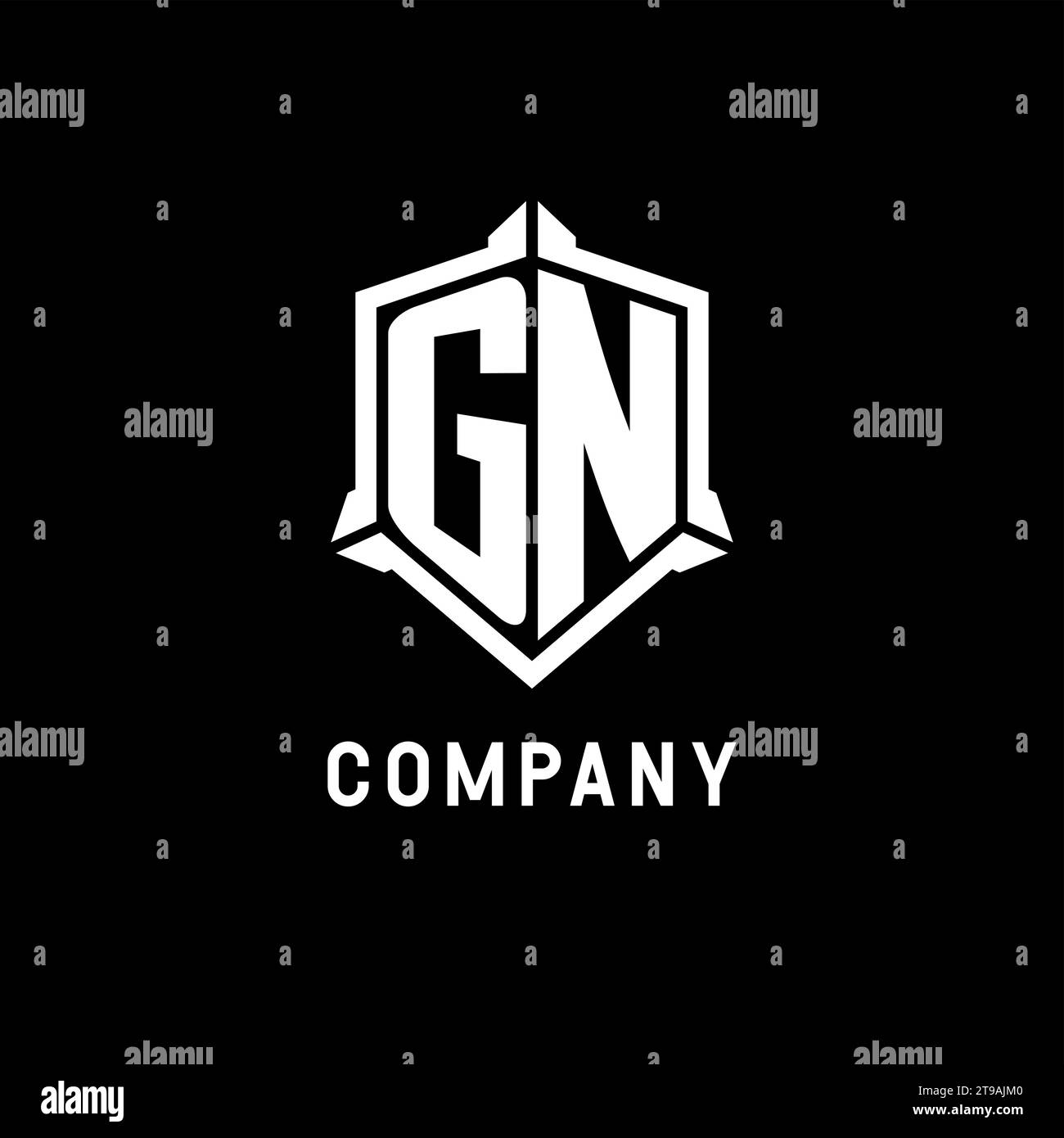 GN logo initial with shield shape design style vector graphic Stock ...