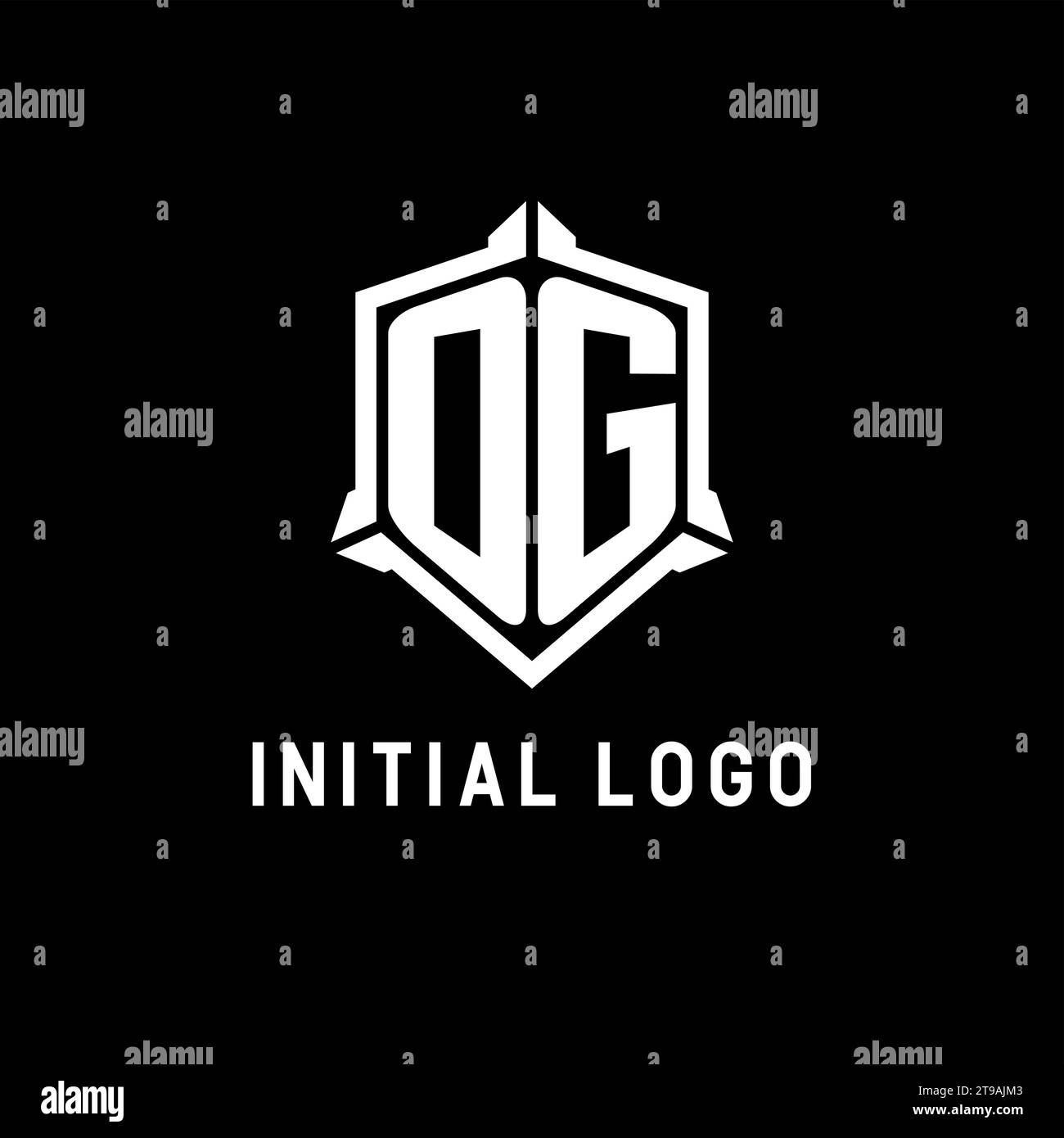OG logo initial with shield shape design style vector graphic Stock ...
