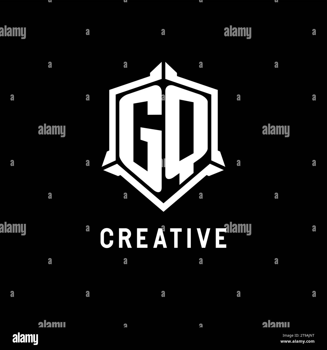 GQ logo initial with shield shape design style vector graphic Stock ...