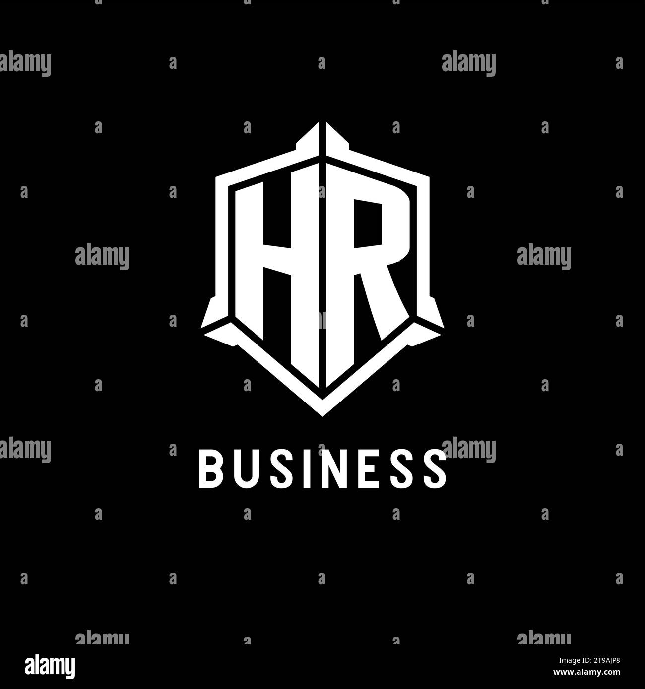 HR logo initial with shield shape design style vector graphic Stock ...