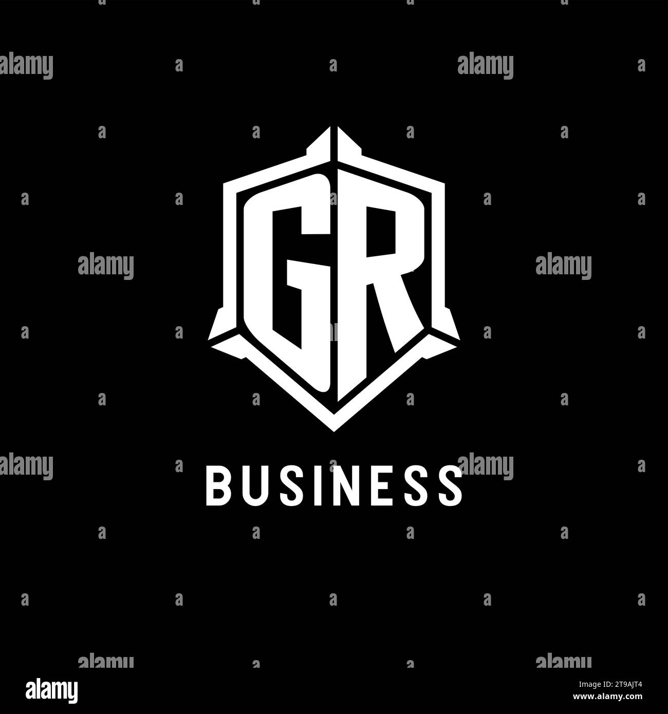 GR logo initial with shield shape design style vector graphic Stock ...