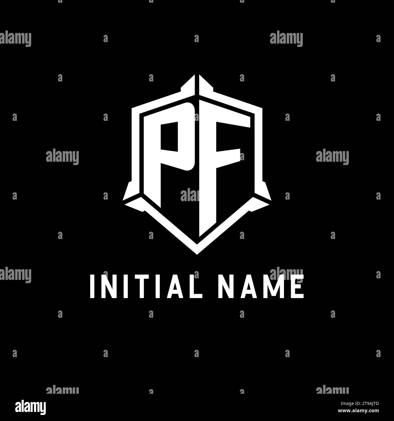 PF logo initial with shield shape design style vector graphic Stock ...