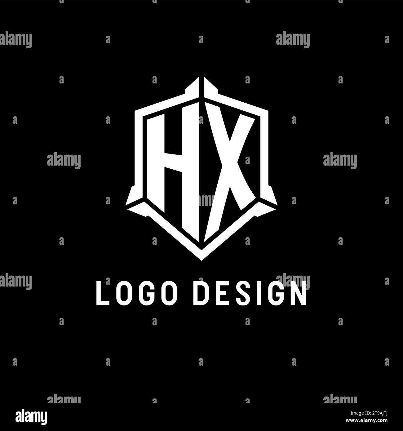 HX logo initial with shield shape design style vector graphic Stock ...