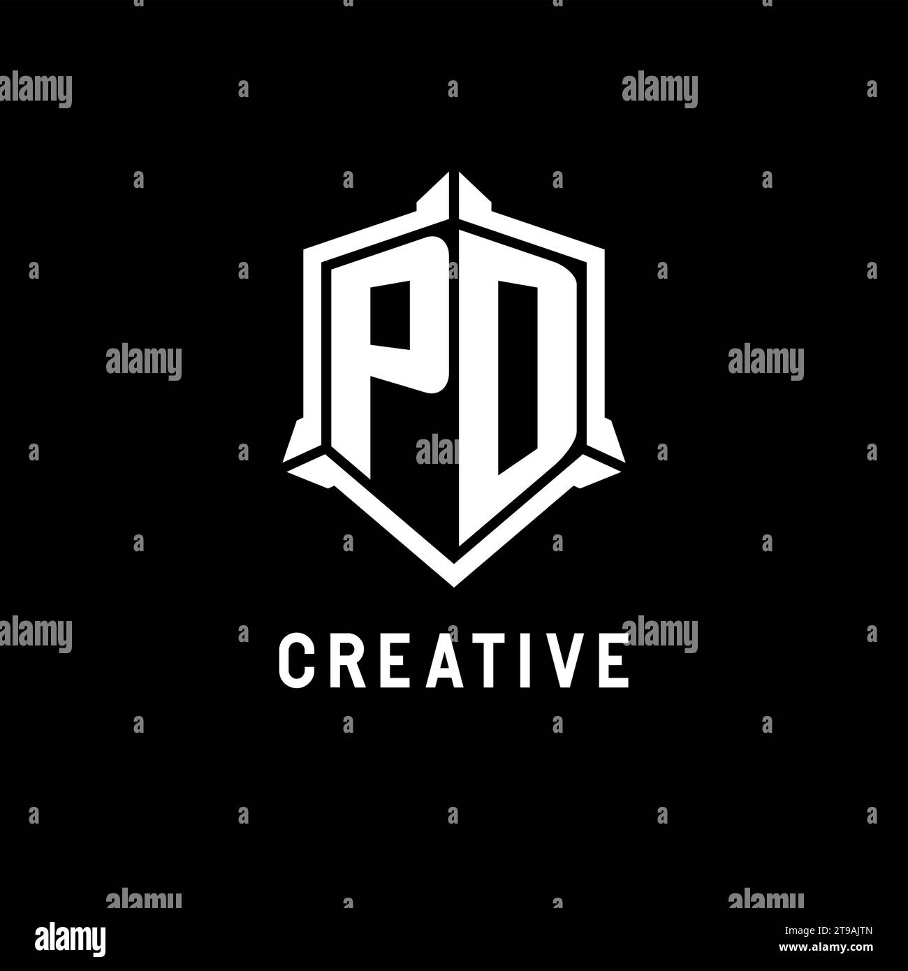 PD logo initial with shield shape design style vector graphic Stock ...