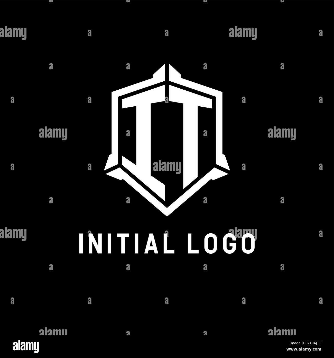 IT logo initial with shield shape design style vector graphic Stock ...