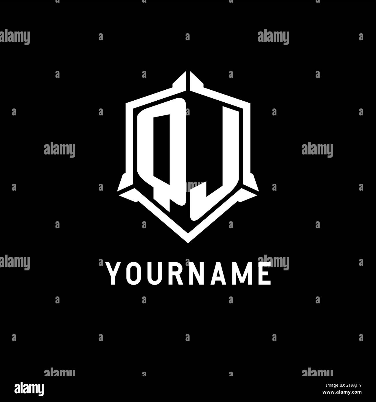 QJ logo initial with shield shape design style vector graphic Stock ...