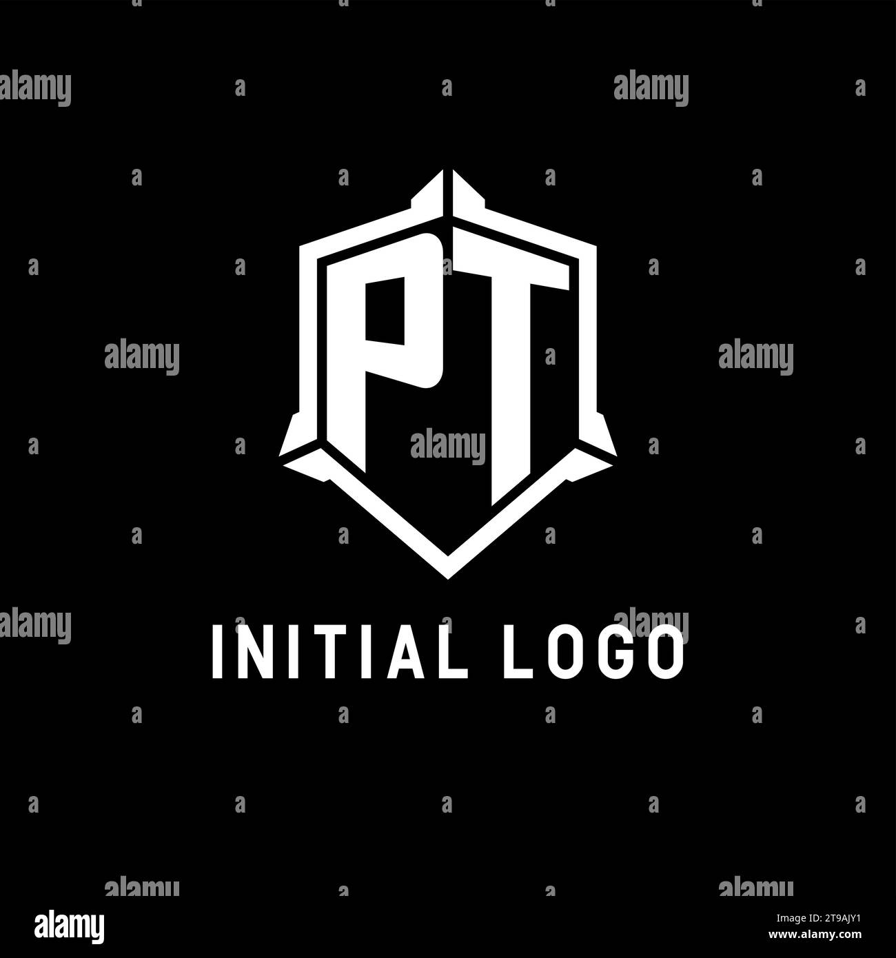 PT logo initial with shield shape design style vector graphic Stock ...