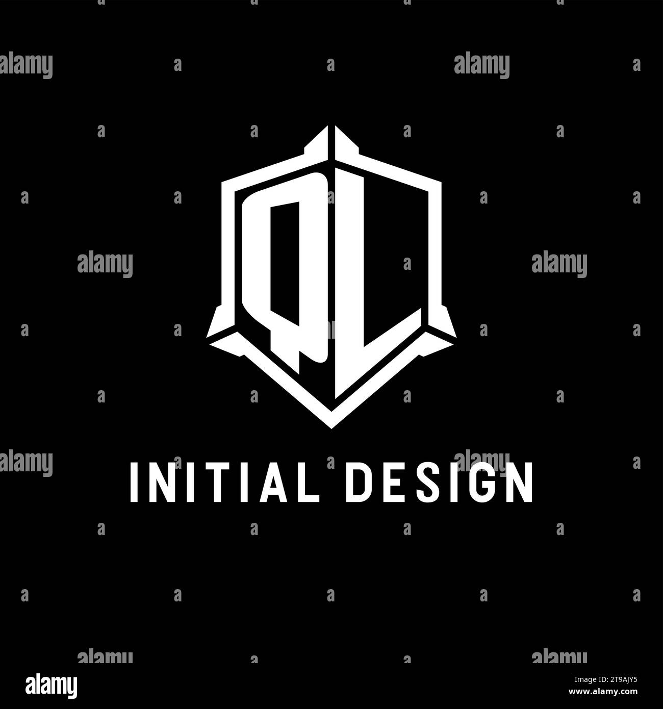 QL logo initial with shield shape design style vector graphic Stock ...