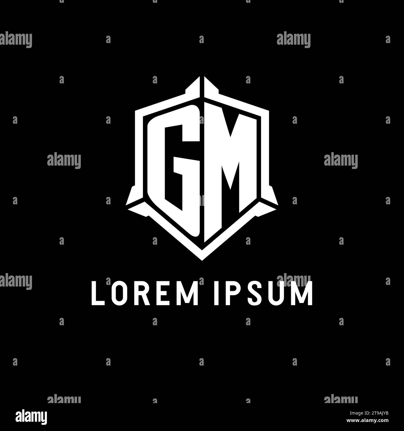 GM logo initial with shield shape design style vector graphic Stock ...