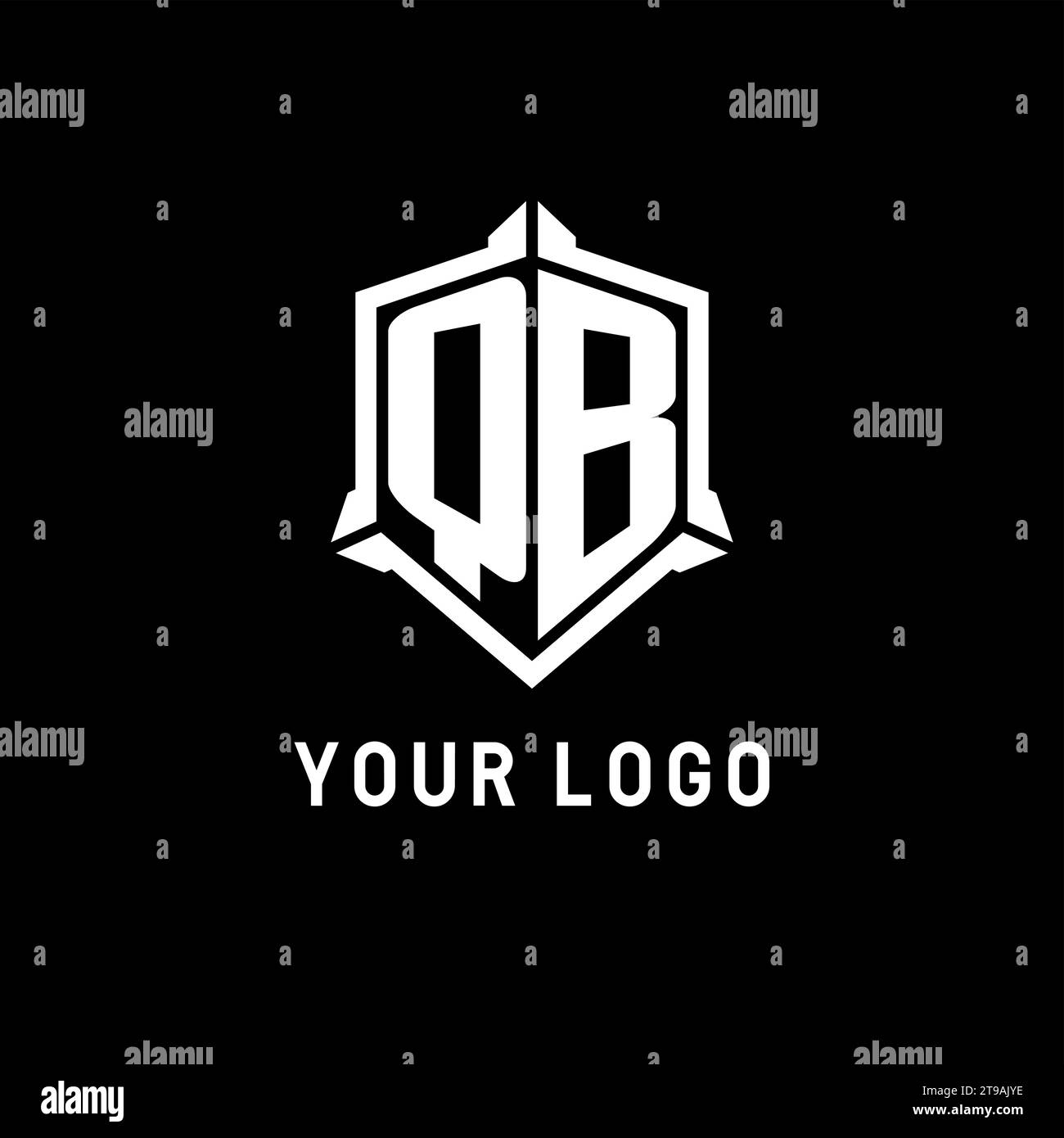 QB logo initial with shield shape design style vector graphic Stock ...