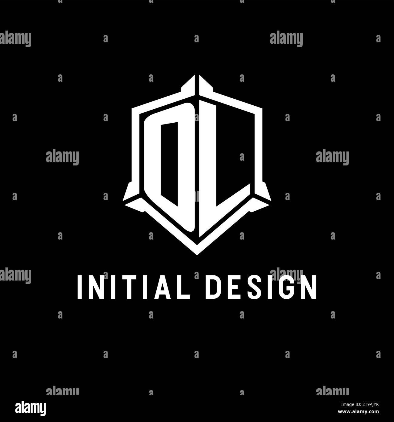 OL logo initial with shield shape design style vector graphic Stock ...