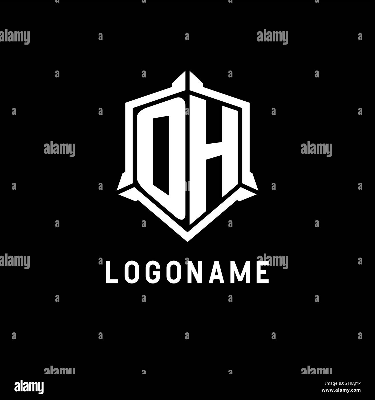 OH logo initial with shield shape design style vector graphic Stock ...