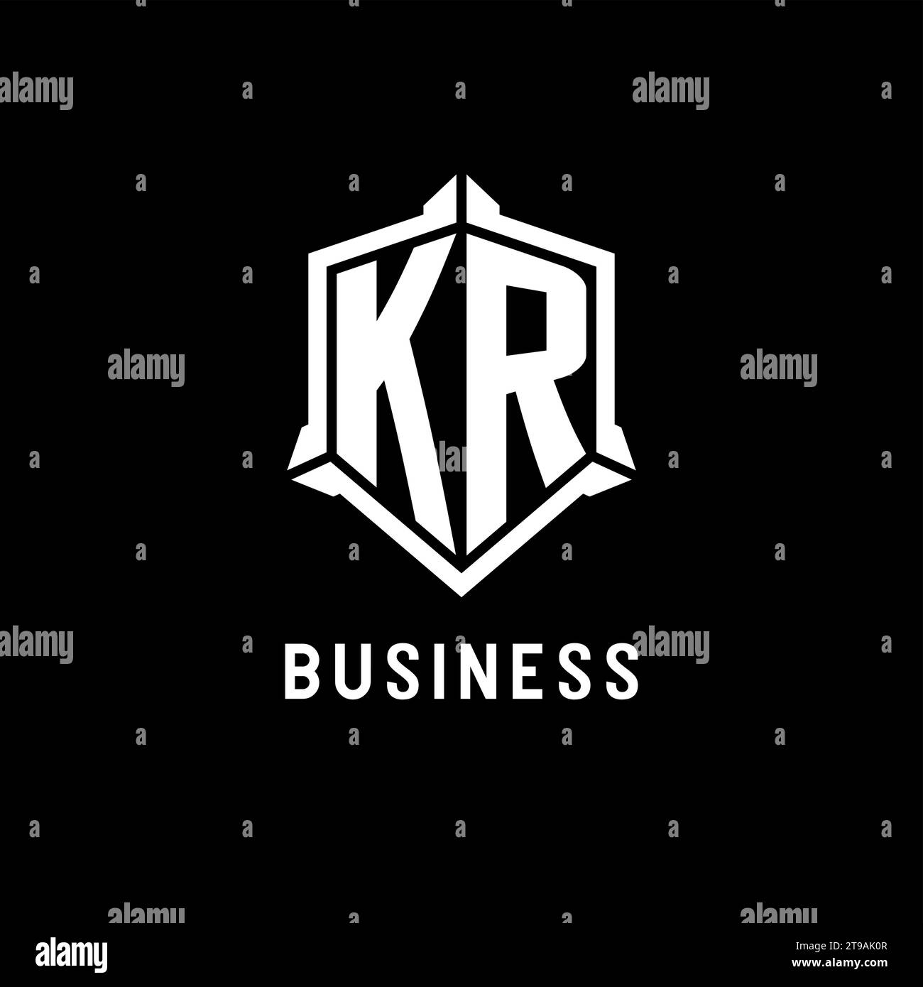 KR logo initial with shield shape design style vector graphic Stock ...