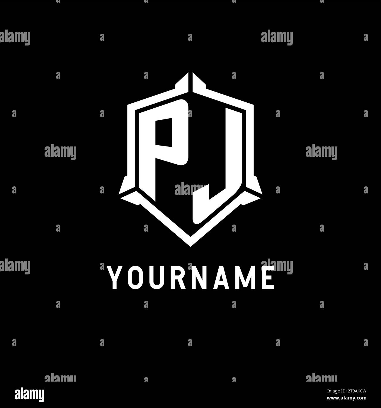 PJ logo initial with shield shape design style vector graphic Stock ...
