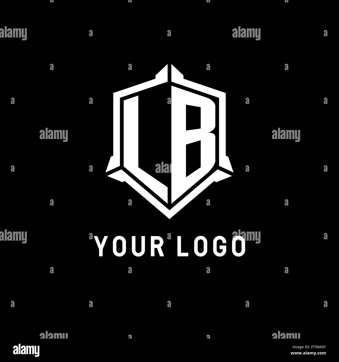 LB logo initial with shield shape design style vector graphic Stock ...