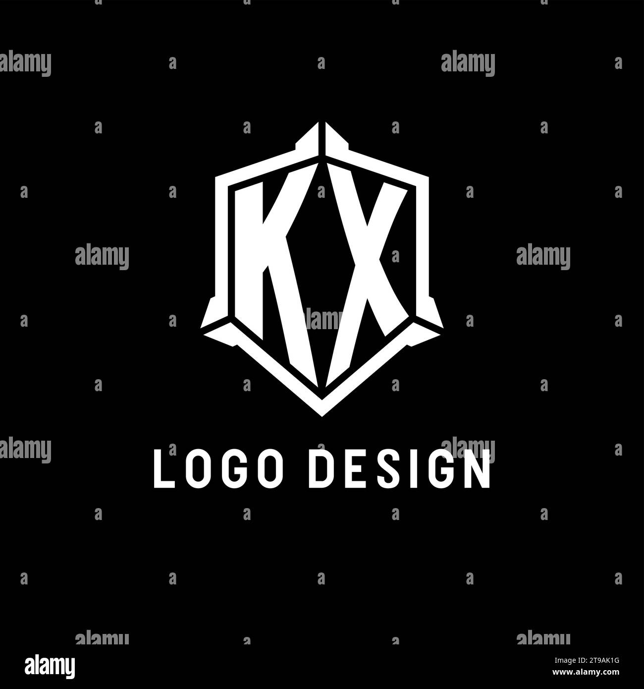 KX logo initial with shield shape design style vector graphic Stock ...