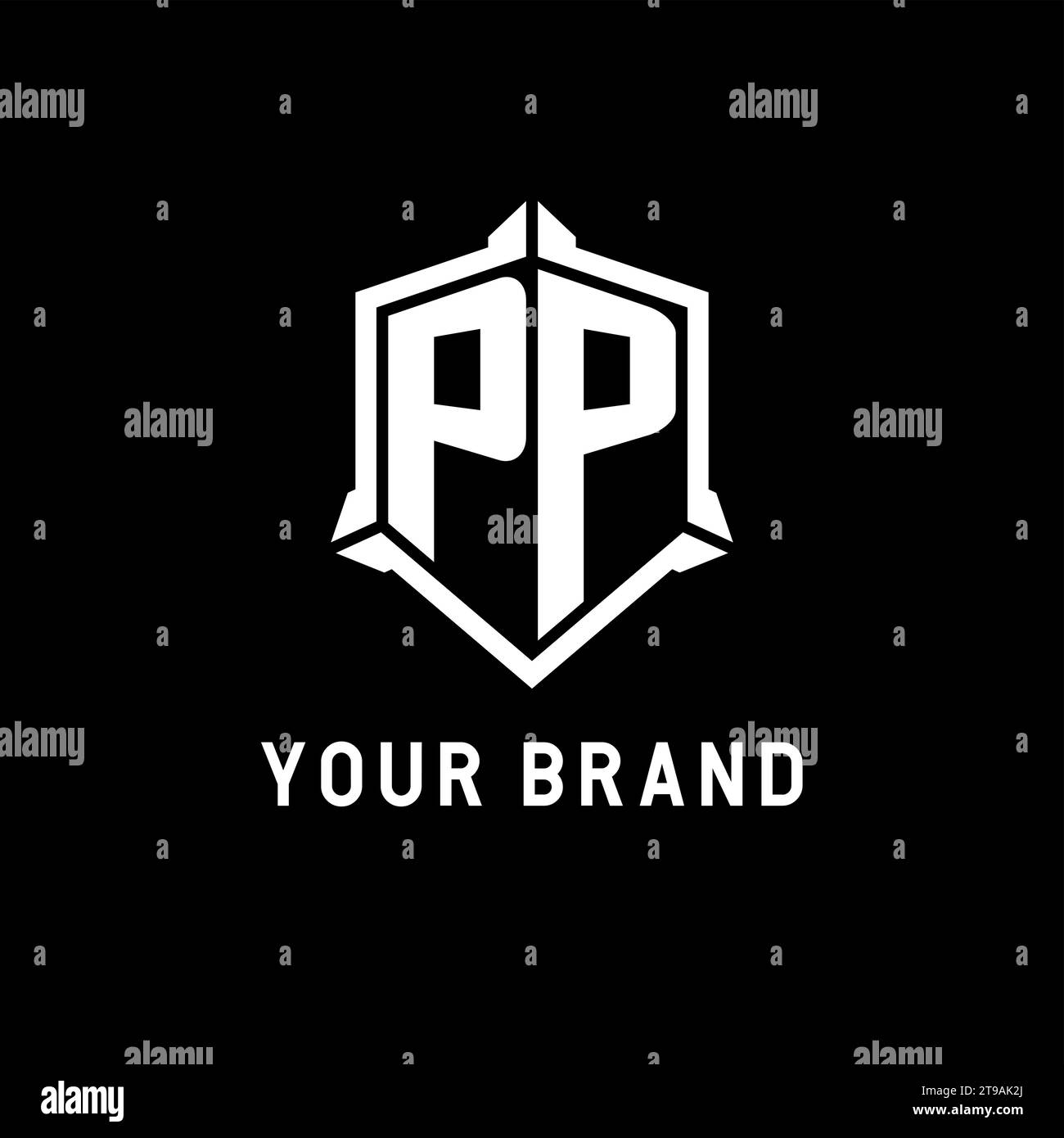 PP logo initial with shield shape design style vector graphic Stock ...