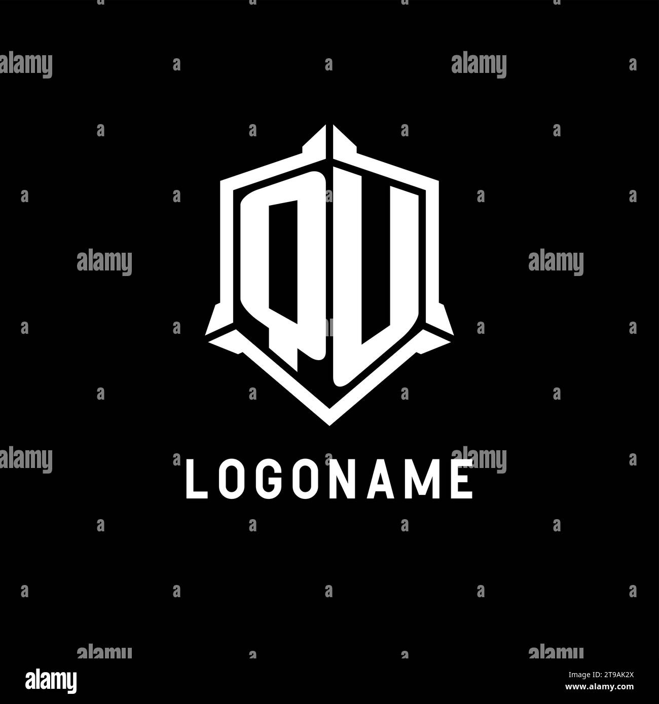 QU logo initial with shield shape design style vector graphic Stock ...