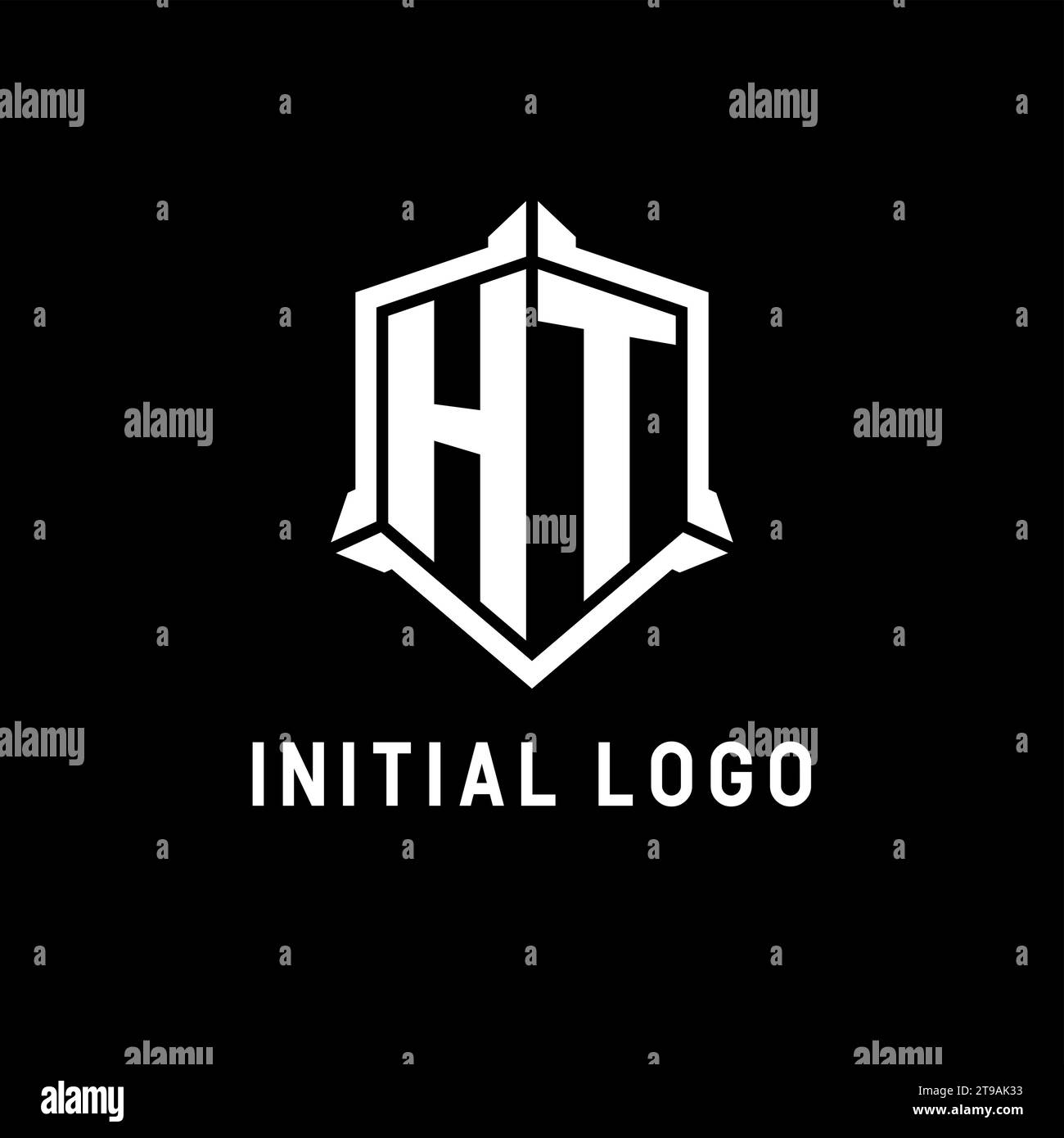 HT logo initial with shield shape design style vector graphic Stock ...