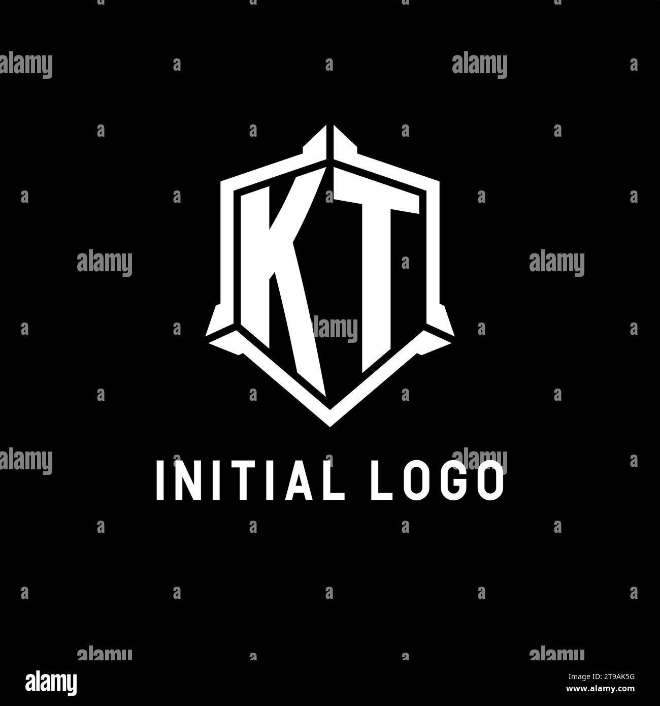 KT logo initial with shield shape design style vector graphic Stock ...