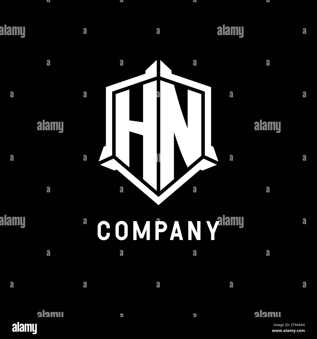 HN logo initial with shield shape design style vector graphic Stock ...