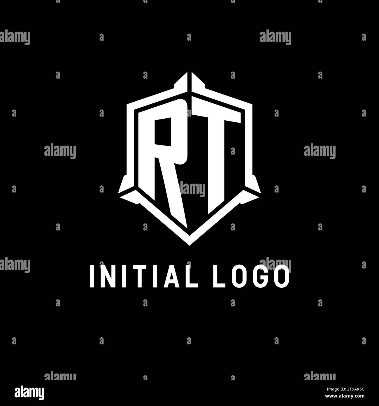 RT logo initial with shield shape design style vector graphic Stock ...