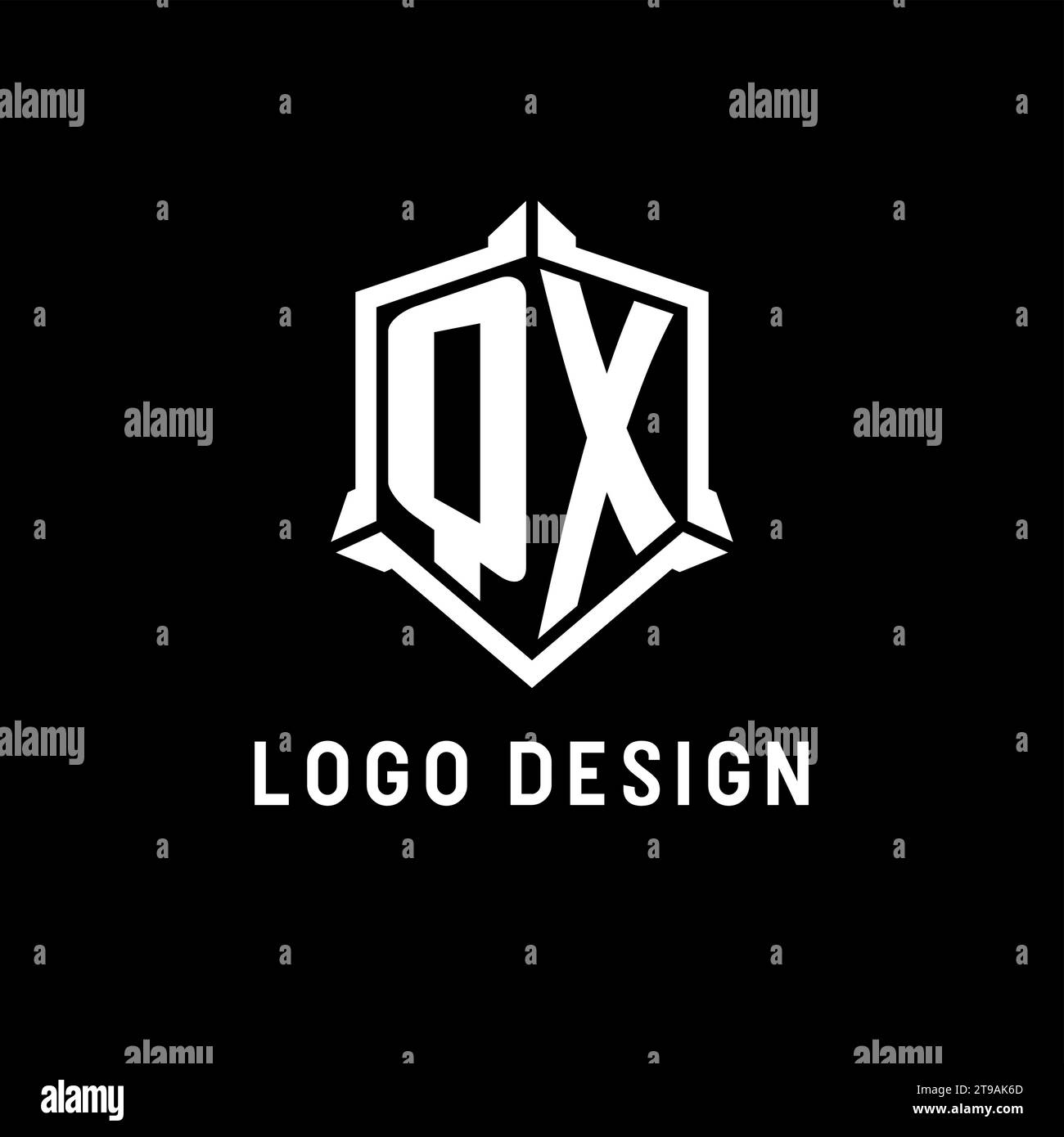 QX logo initial with shield shape design style vector graphic Stock ...